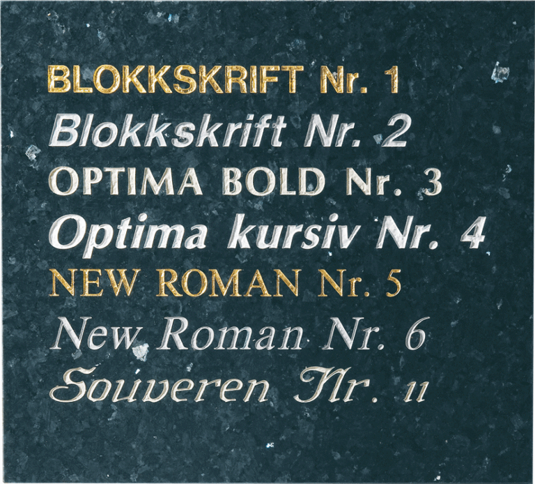 Skrift på gravstein - mulighet for alle skrifttyper | Jølstad Gravstein